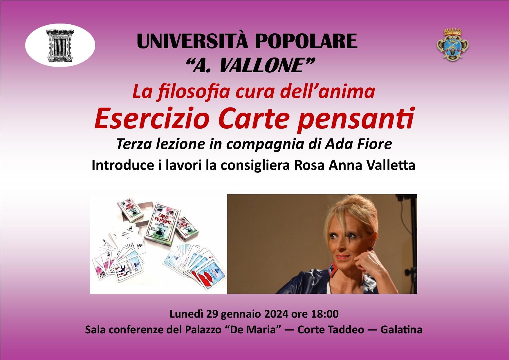 Ada Fiore 'gioca' a Carte Pensanti con l'Università Popolare di Galatina